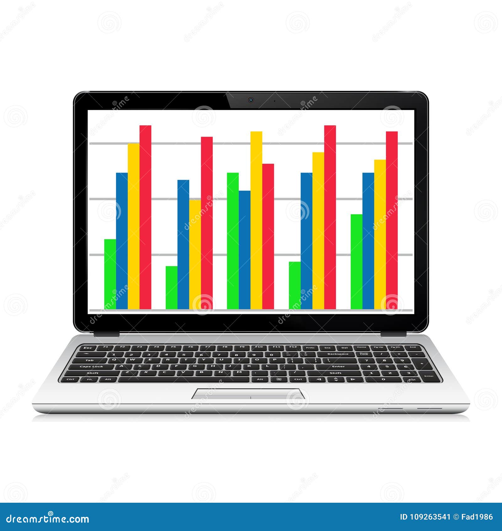 Laptop Computer with Business Graph on Screen Stock Vector ...