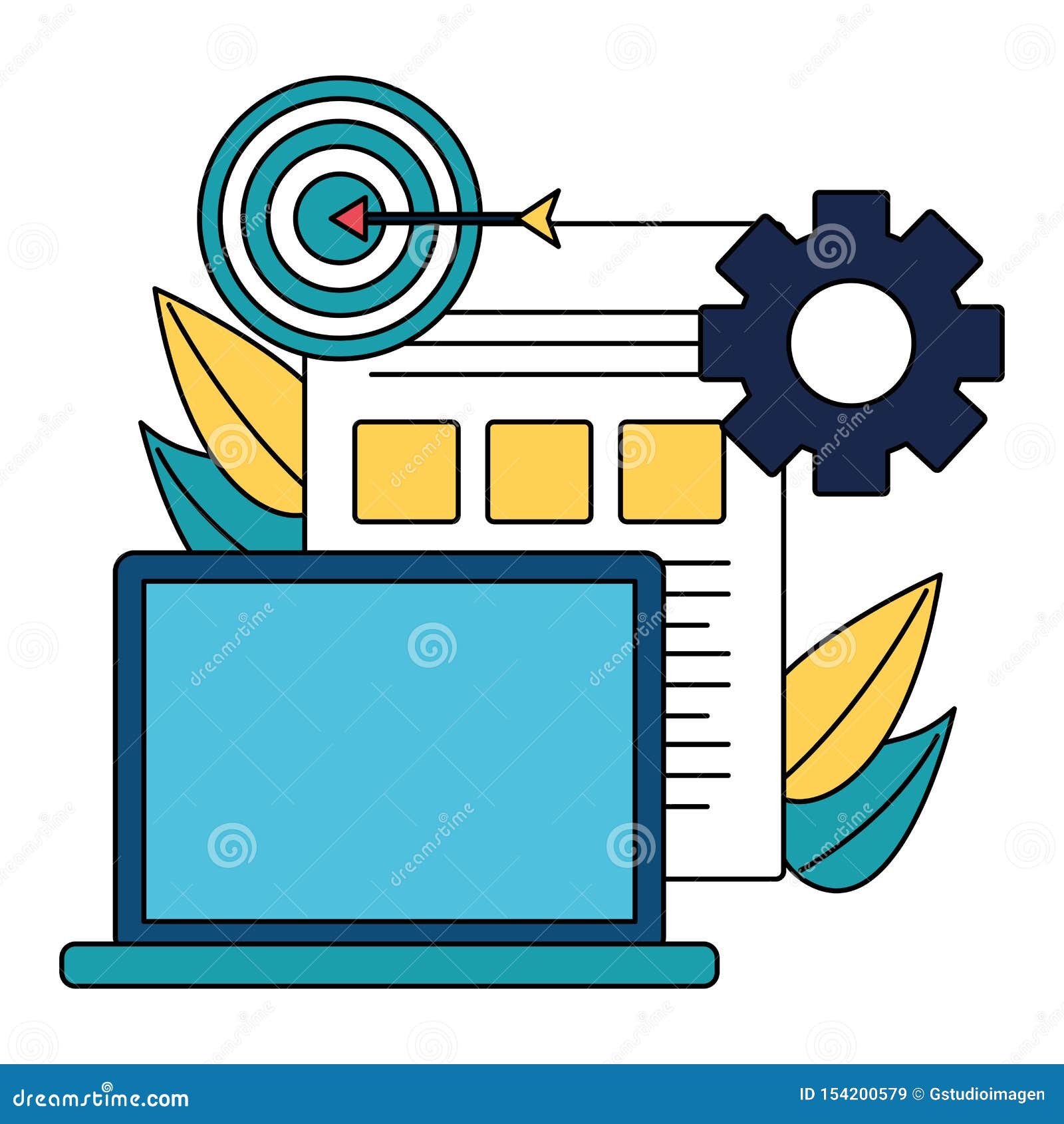 Laptop Computer Business with Target Stock Illustration - Illustration ...