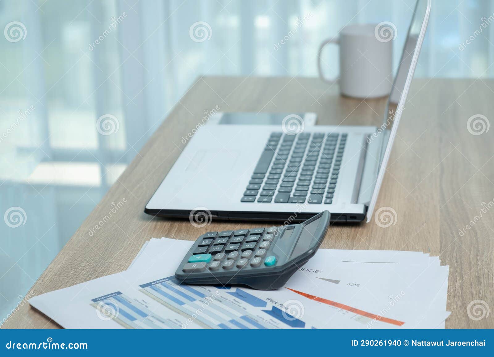 Laptop Computer and Calculator Stock Photo - Image of desk, finance ...