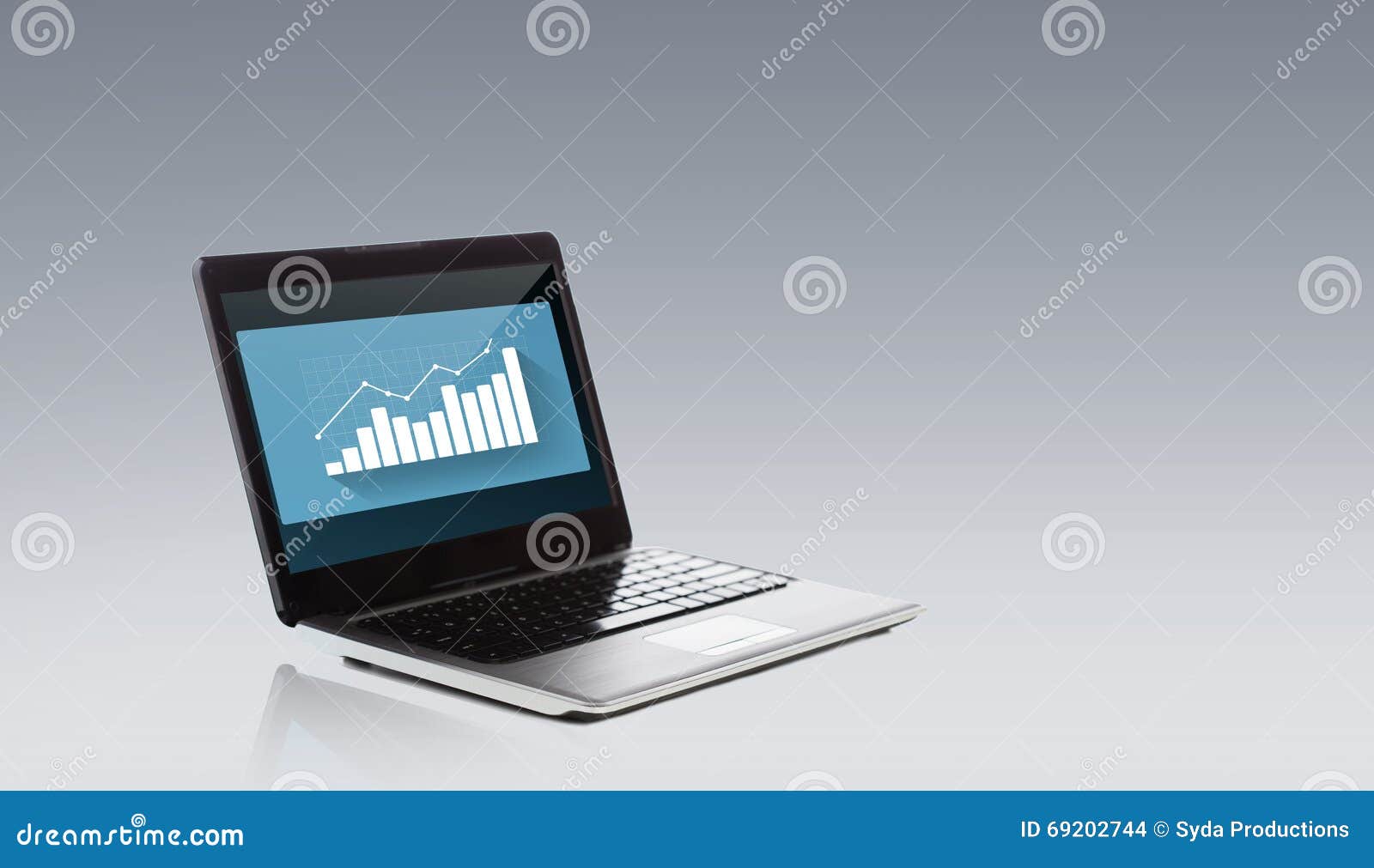Laptop Computer With Chart On Screen Stock Photo - Image of mobility ...
