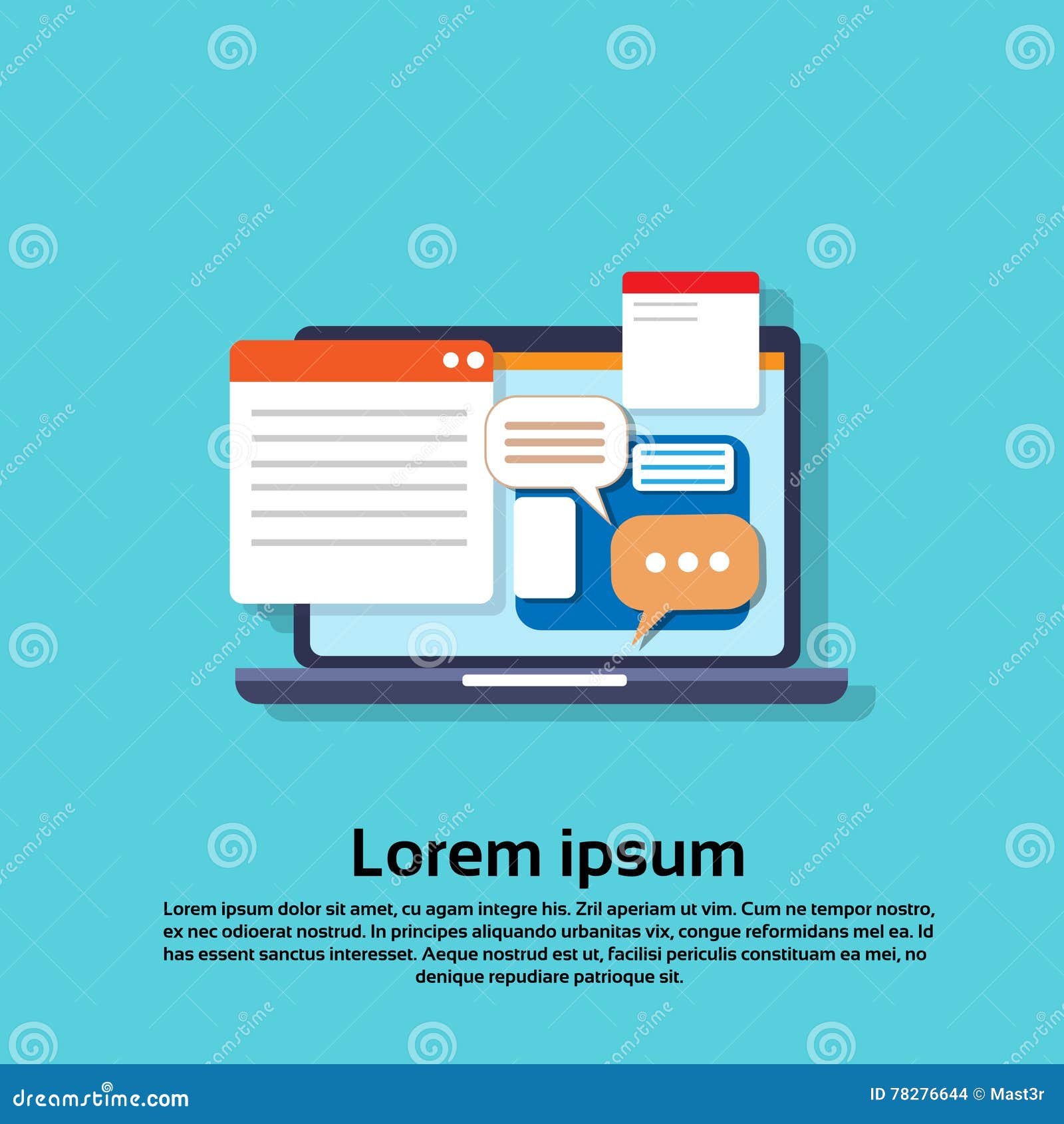 Laptop Computer with Chat Bubble Social Network Communication Stock ...