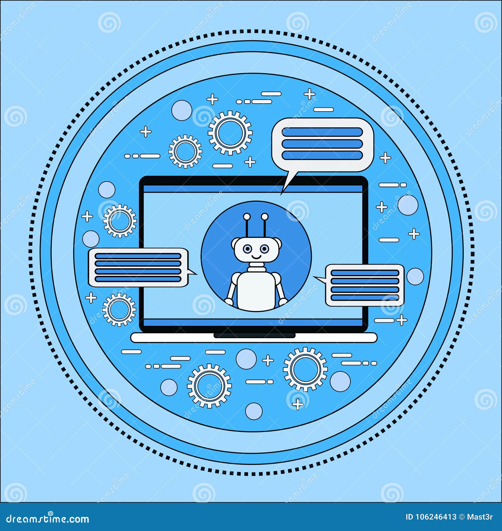 Laptop Computer with Chatbot, Modern Chatterbot Technology Stock Vector ...