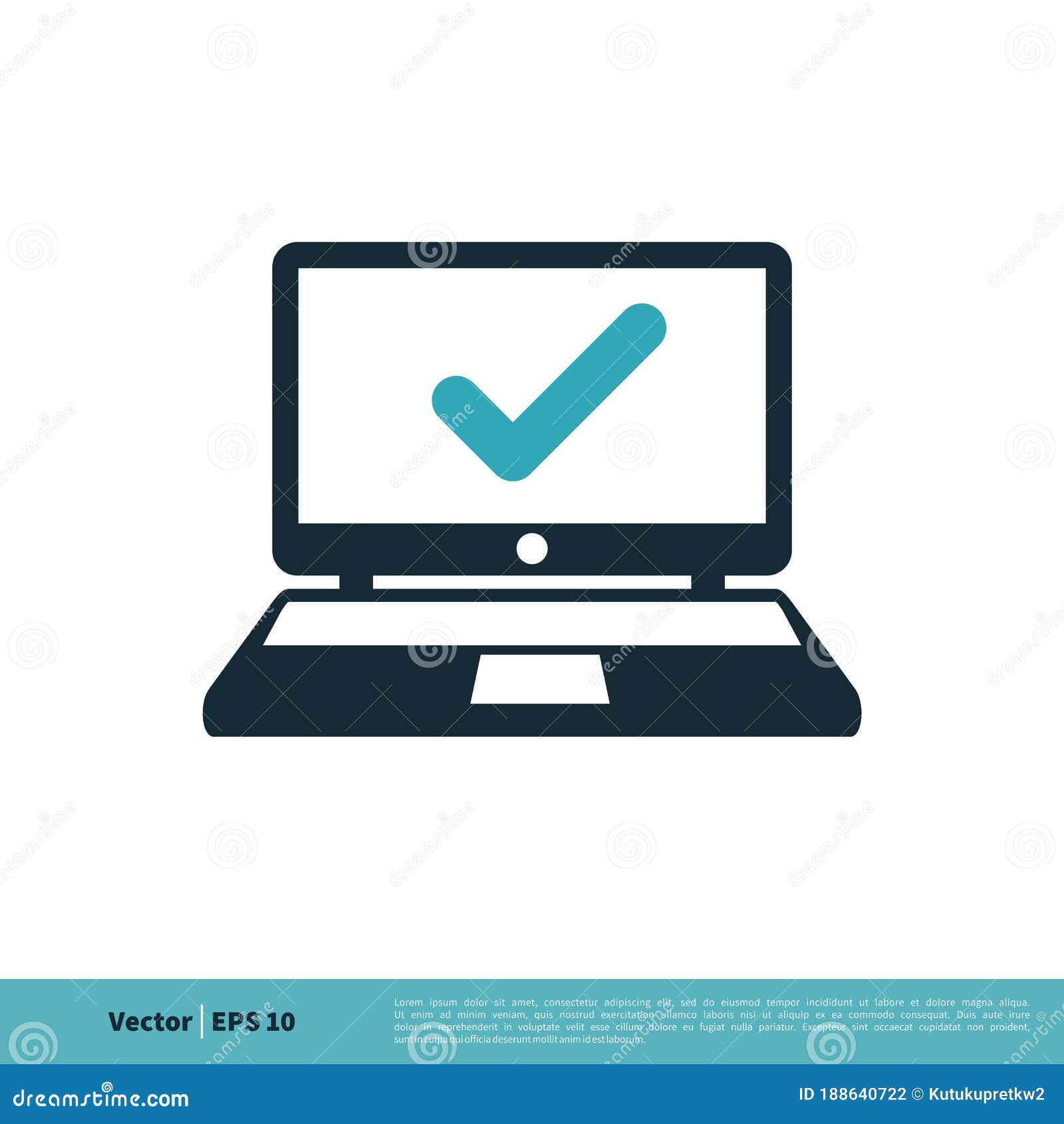Laptop, Computer Check Mark Icon Vector Logo Template Illustration ...