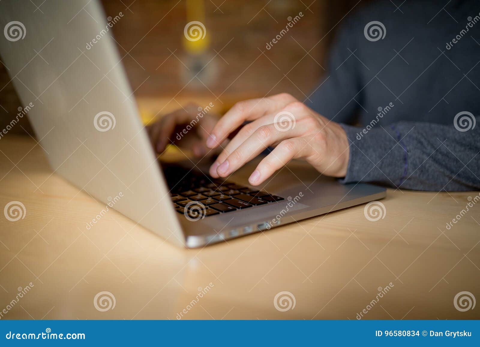 Laptop Computer Closeup of Man Browsing Internet Stock Photo - Image of ...