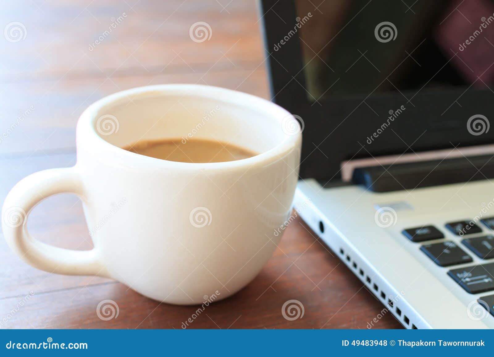 Laptop computer and coffee stock photo. Image of line - 49483948