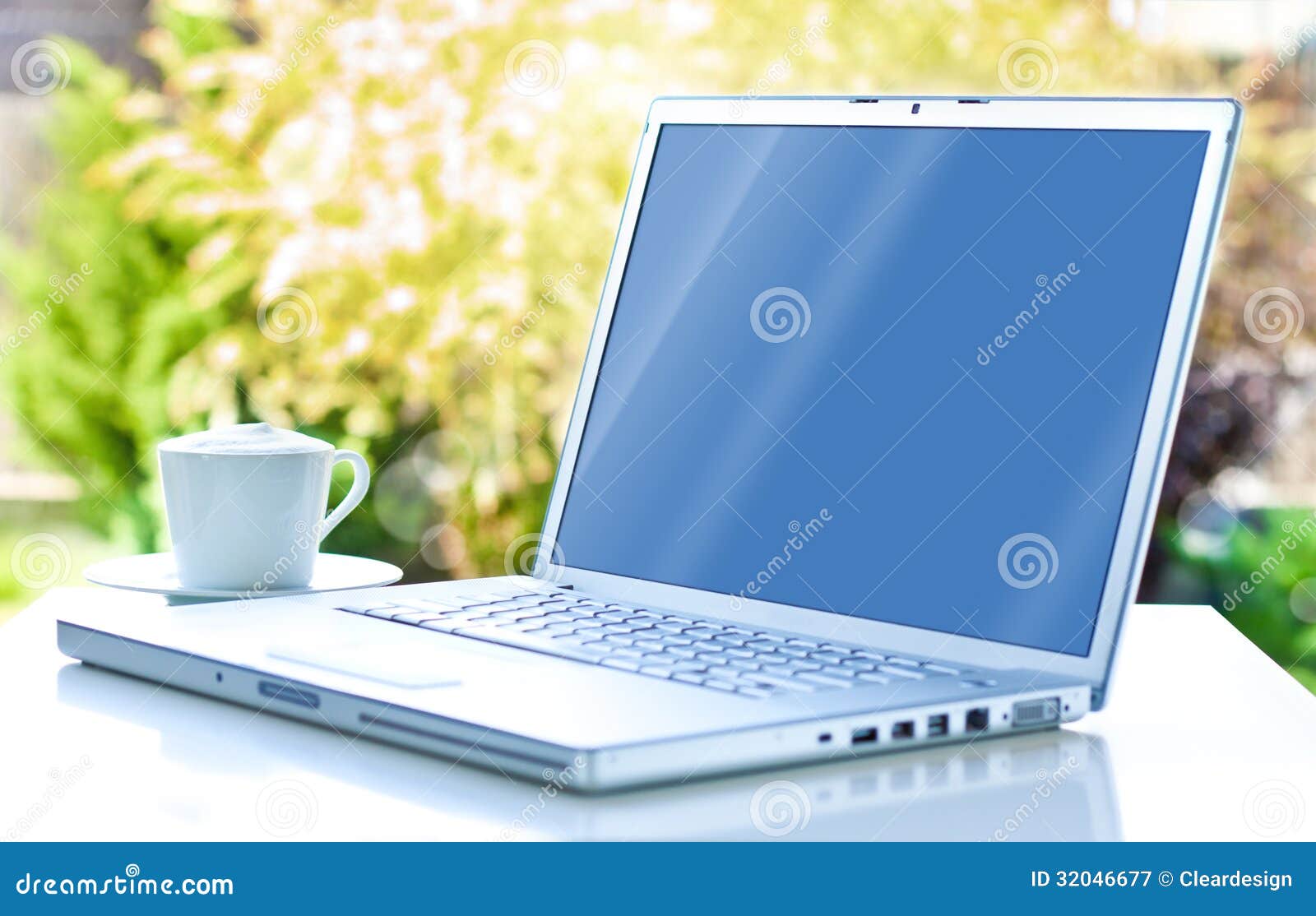 Laptop Computer and Coffee in the Garden Stock Image - Image of laptop ...