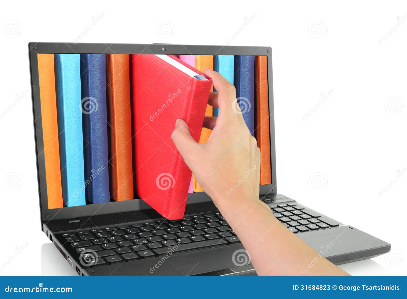 Laptop Computer with Colored Books Stock Image - Image of education ...