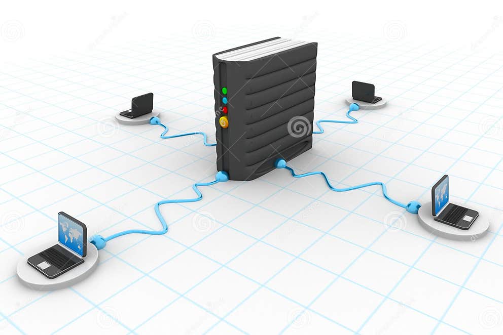 Laptop Computer Connected To the Server Stock Illustration ...