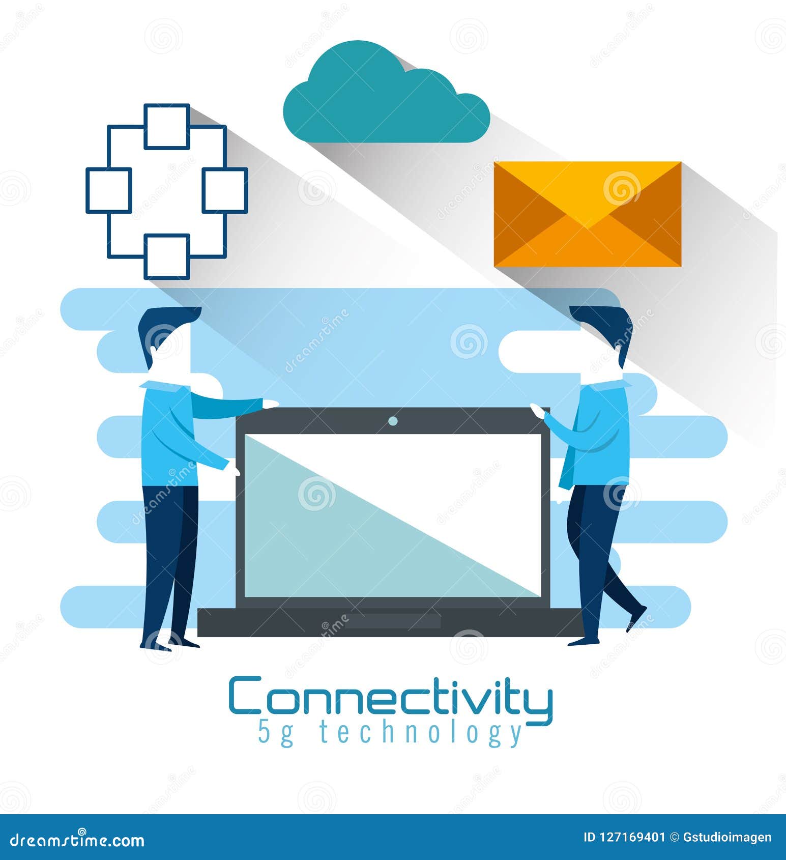 Laptop Computer with Connectivity 5g Tech Stock Vector - Illustration ...