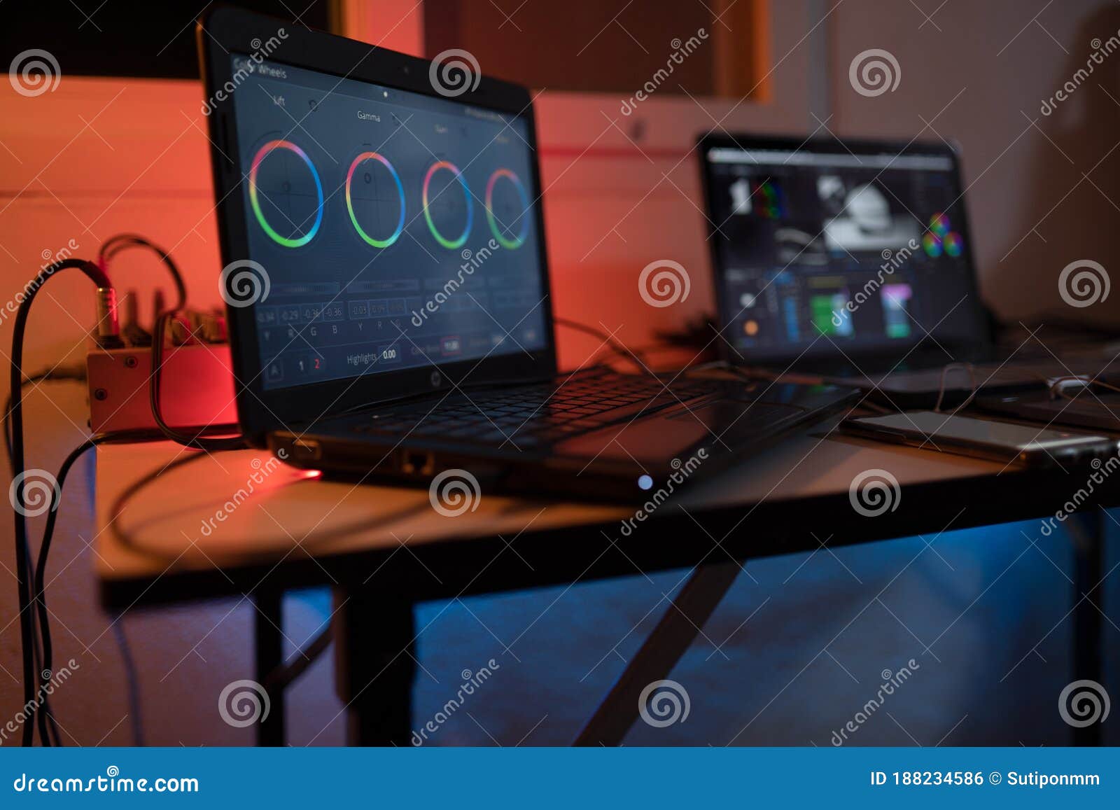 The Laptop Computer of the Content Creator Editor Working Stock Photo ...