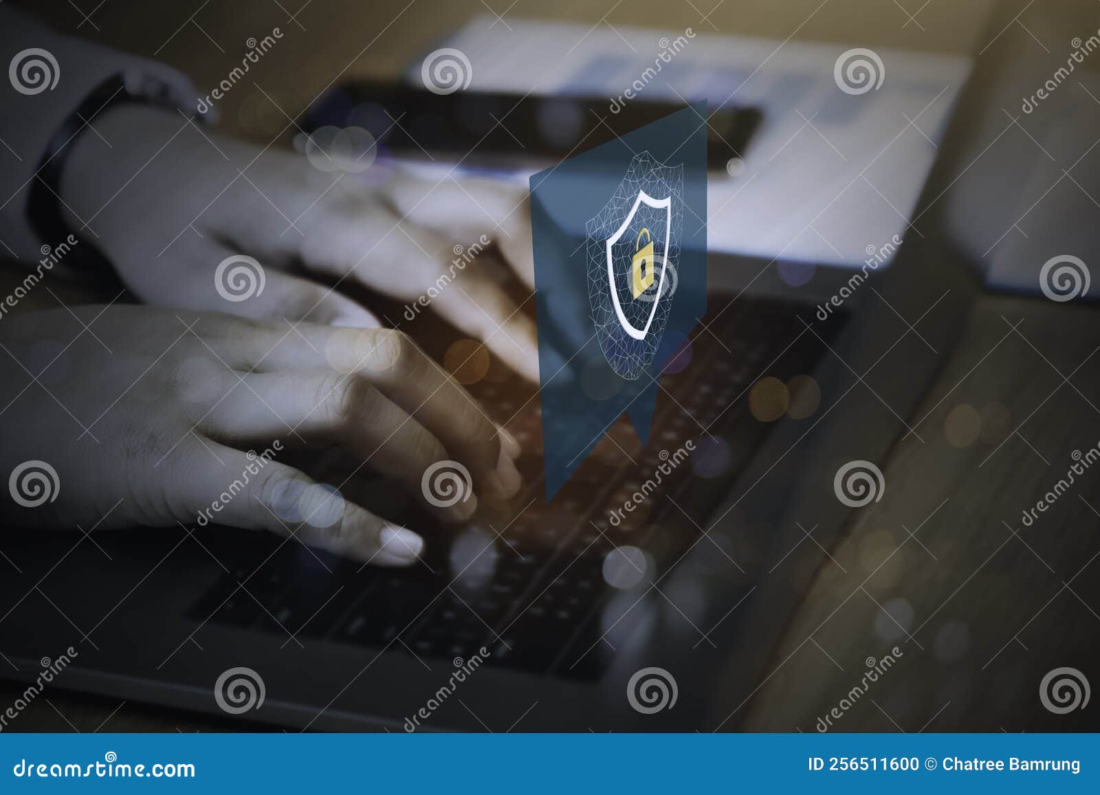 Laptop Computer with Data Protection, Cyber Security Stock Photo ...