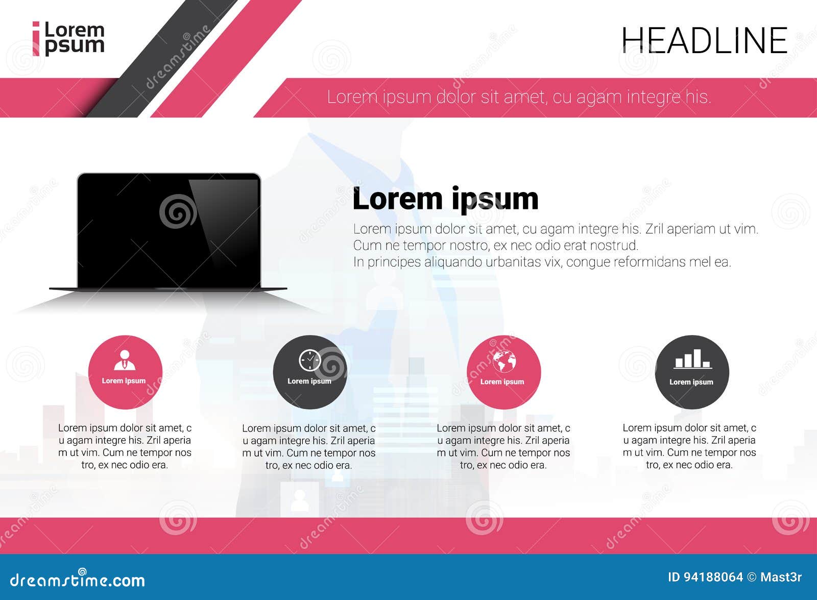 Laptop Computer Data Set Infographic Copy Space Colorful Text Business ...