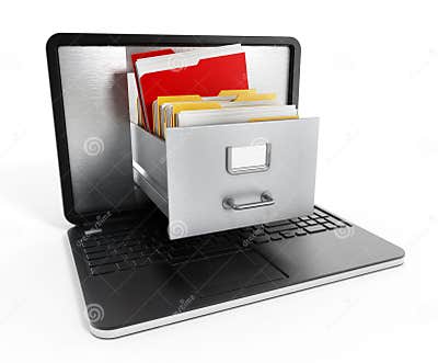 Laptop Computer Data Storage Concept Stock Illustration - Illustration ...