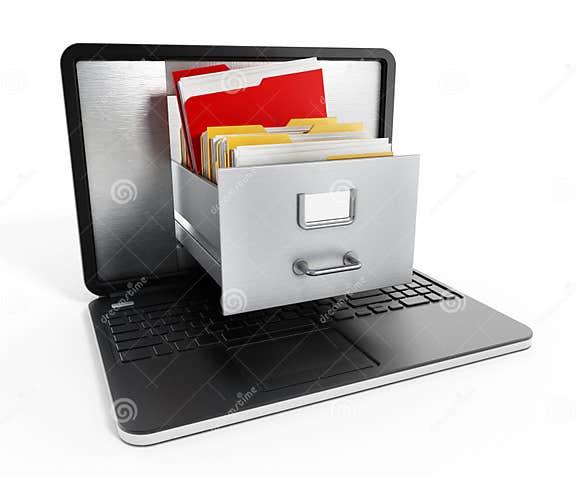 Laptop Computer Data Storage Concept Stock Illustration - Illustration of compartment, computer ...