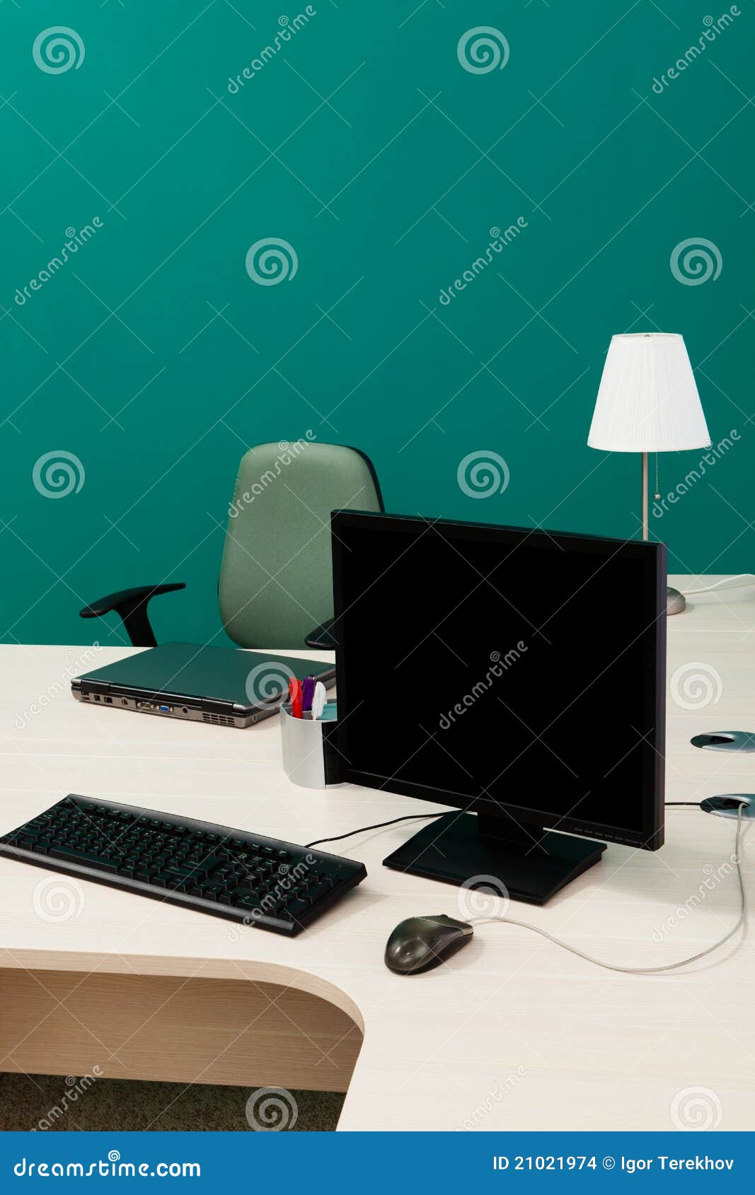Laptop and Computer on a Desk Stock Photo - Image of indoors, furniture ...