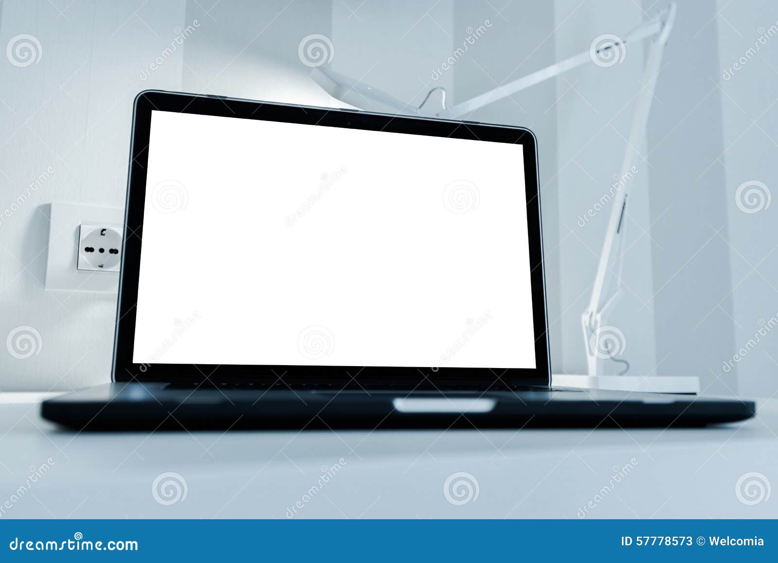 Laptop Computer on Desk stock image. Image of screen - 57778573