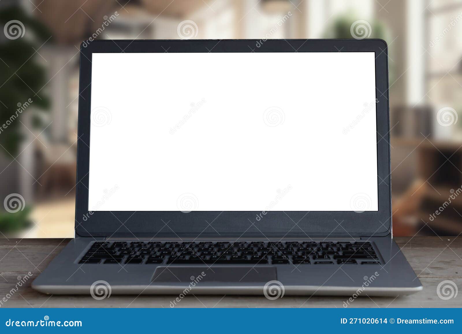 Laptop Computer on Desk at Office or Co-working Space, Laptop with ...