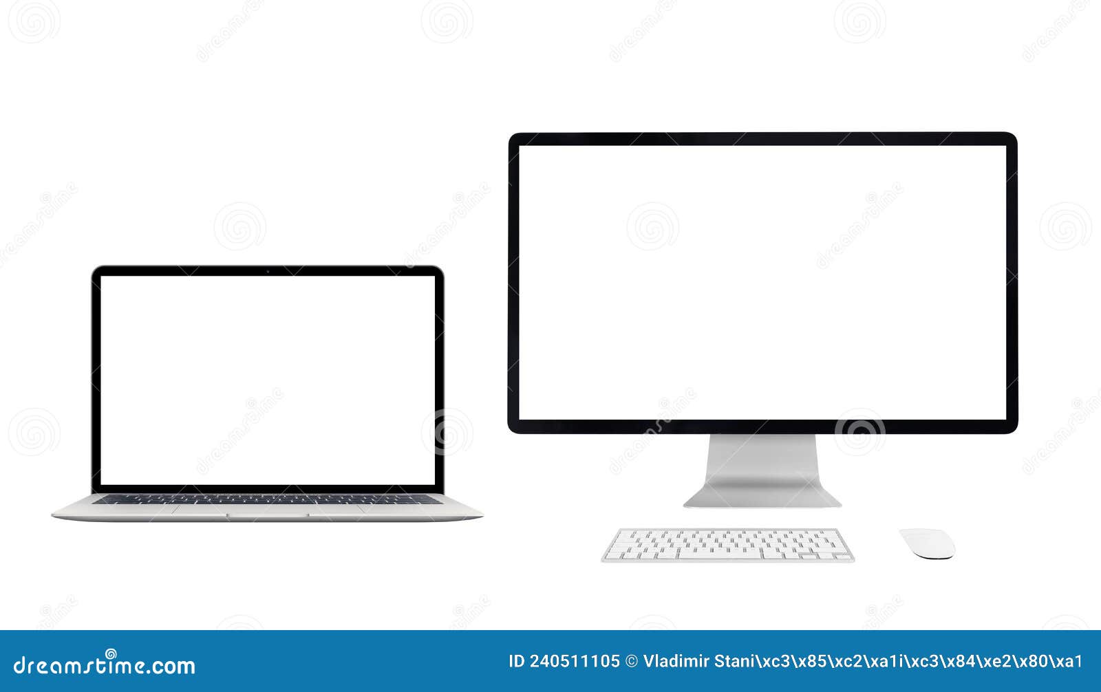 Laptop and Computer Display Isolated in White with Blank Screen for ...