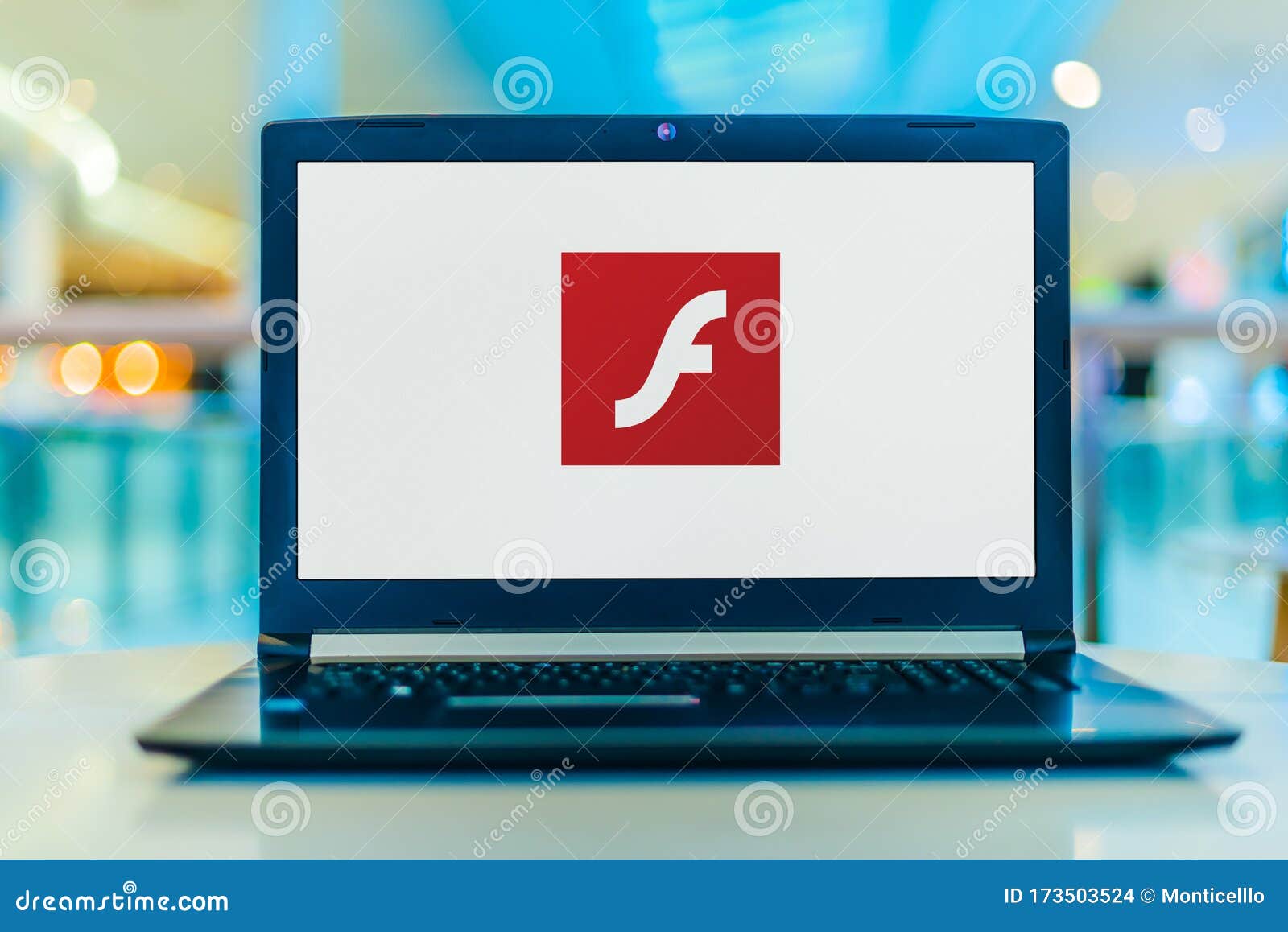 Laptop Computer Displaying Logo of Adobe Flash Editorial Stock Image ...