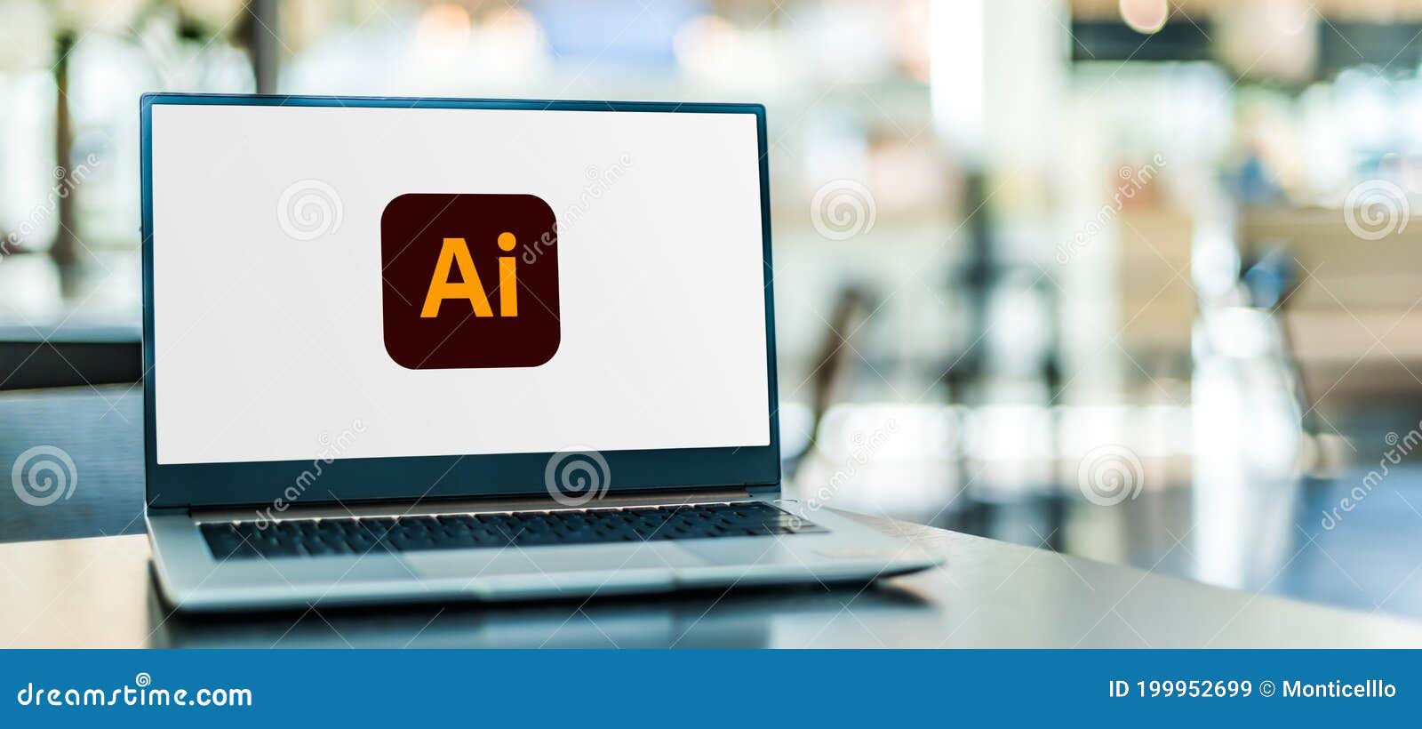 Laptop Computer Displaying Logo of Adobe Illustrator Editorial Stock ...