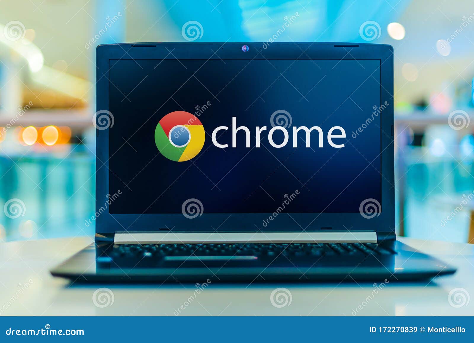 Laptop Computer Displaying Logo of Google Chrome Editorial Stock Image ...