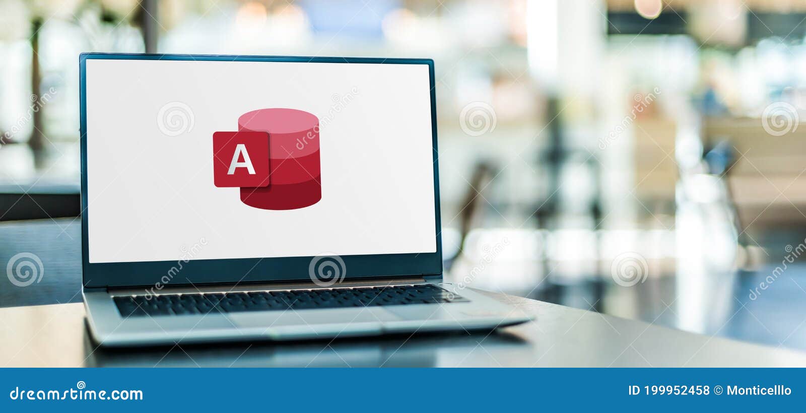 Laptop Computer Displaying Logo of Microsoft Access Editorial Stock ...