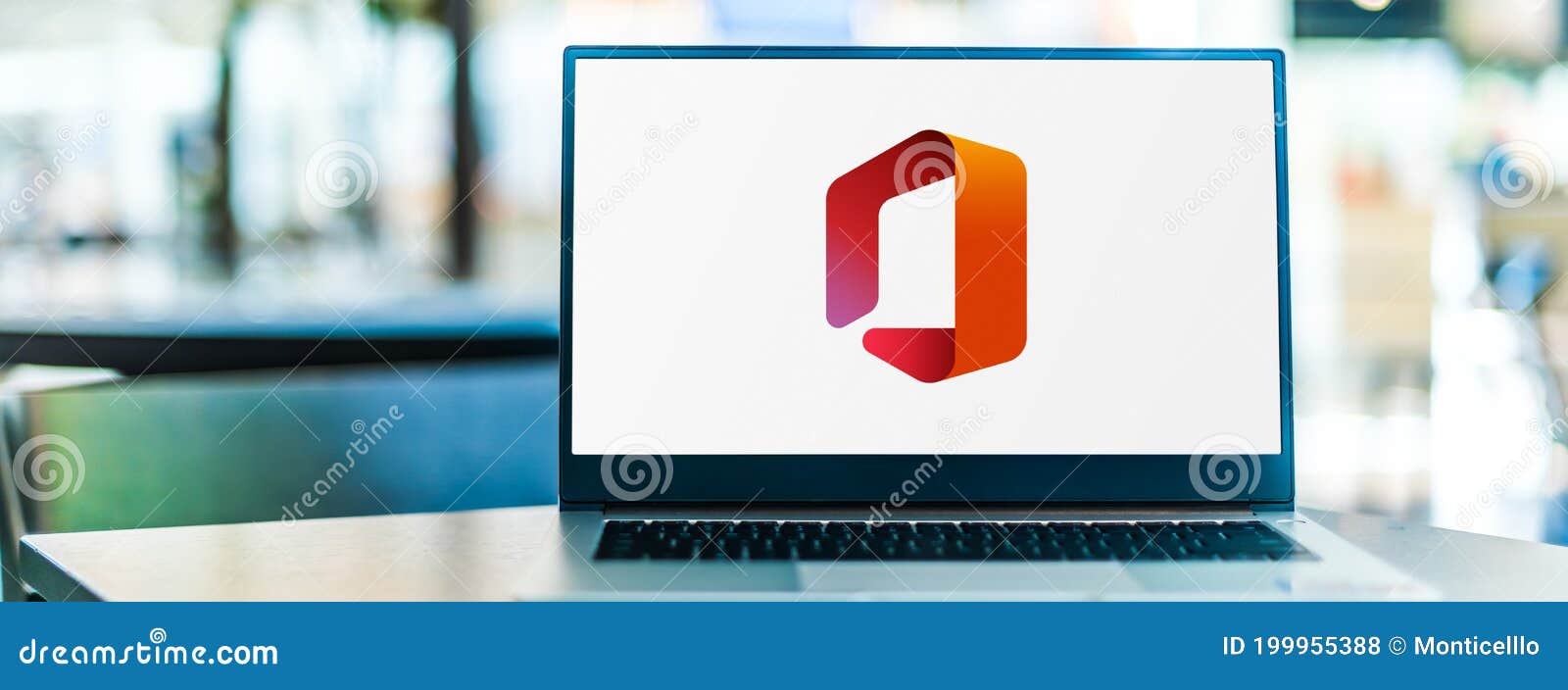 Laptop Computer Displaying Logo of Microsoft Office Editorial Stock ...