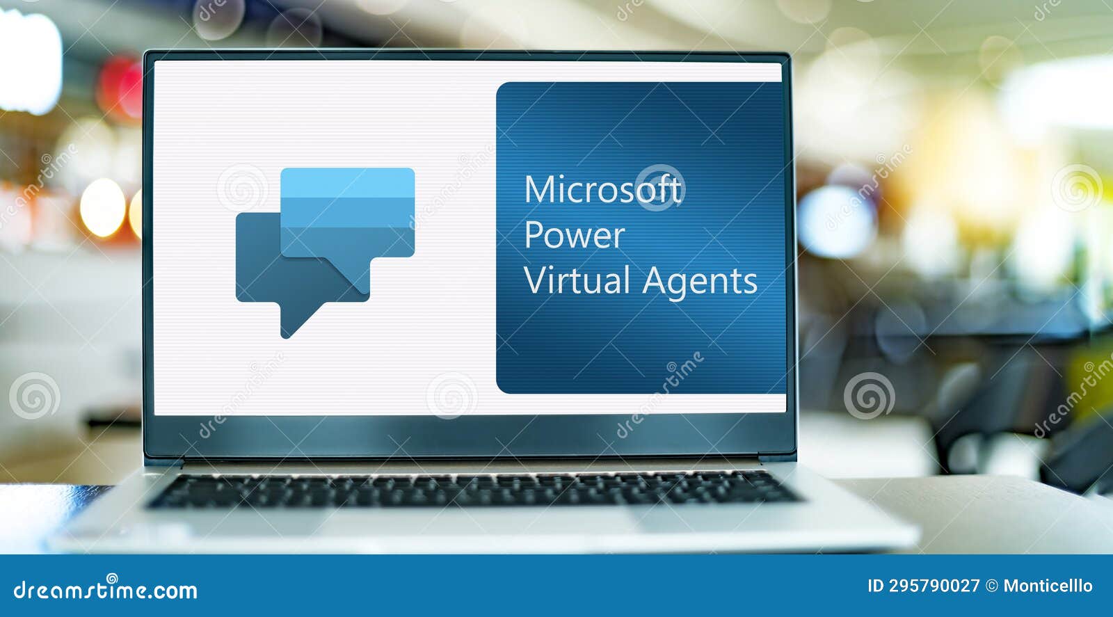 Laptop Computer Displaying Logo of Microsoft Power Virtual Agent ...