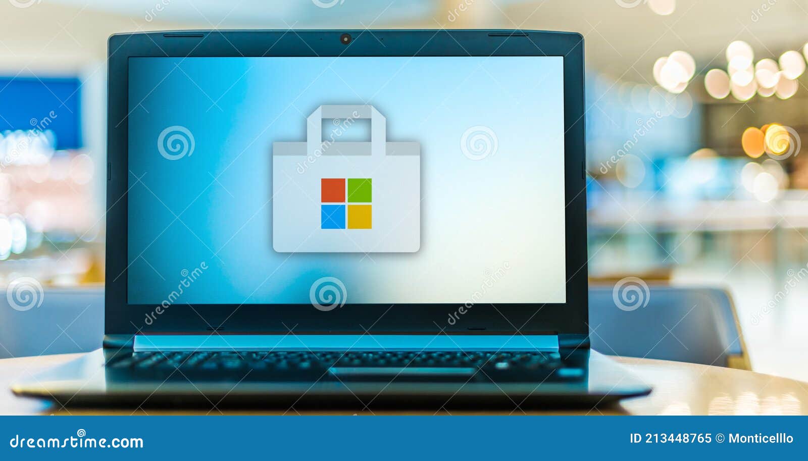Laptop Computer Displaying Logo of Microsoft Store Editorial Image ...