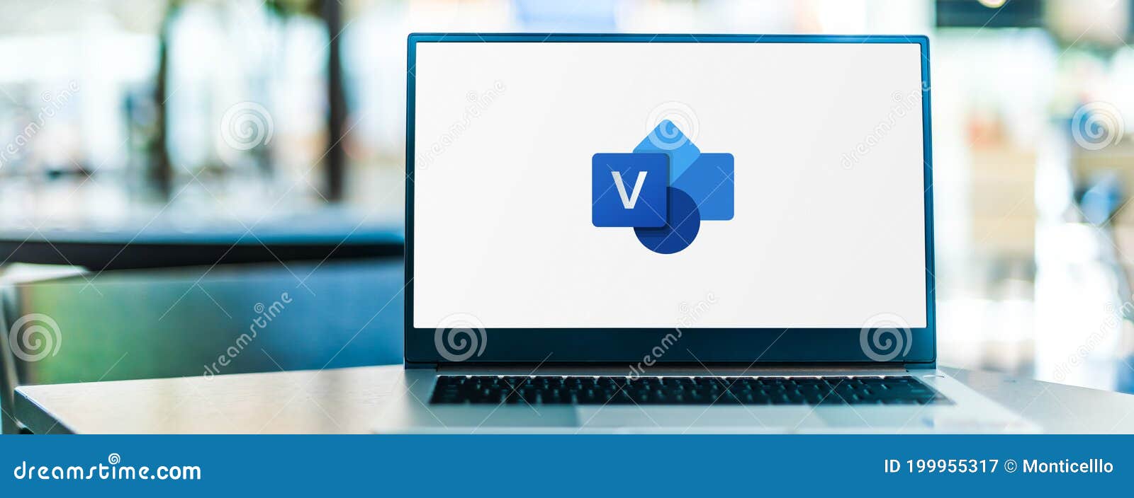 Laptop Computer Displaying Logo of Microsoft Visio Editorial ...