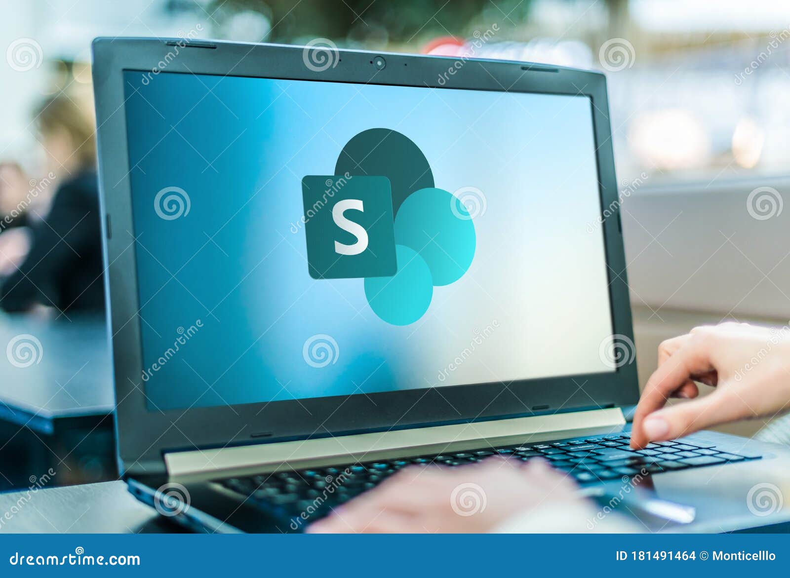 Laptop Computer Displaying Logo of SharePoint Editorial Stock Image ...