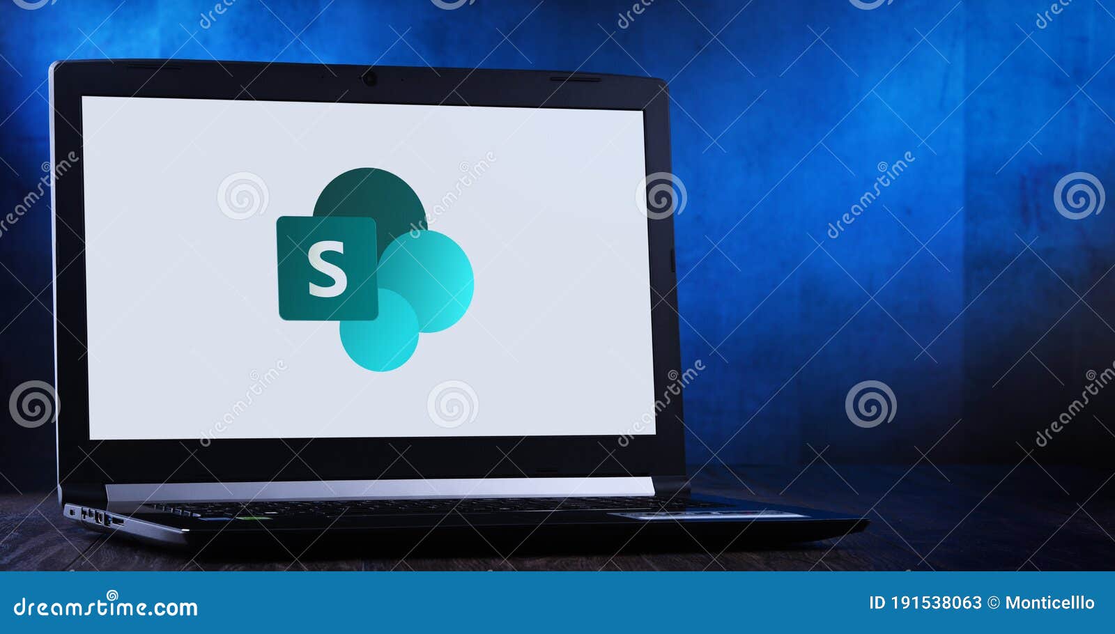 Laptop Computer Displaying Logo of SharePoint Editorial Stock Photo ...