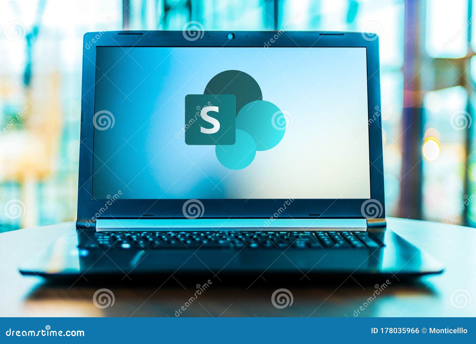 Laptop Computer Displaying Logo of SharePoint Editorial Photo - Image ...