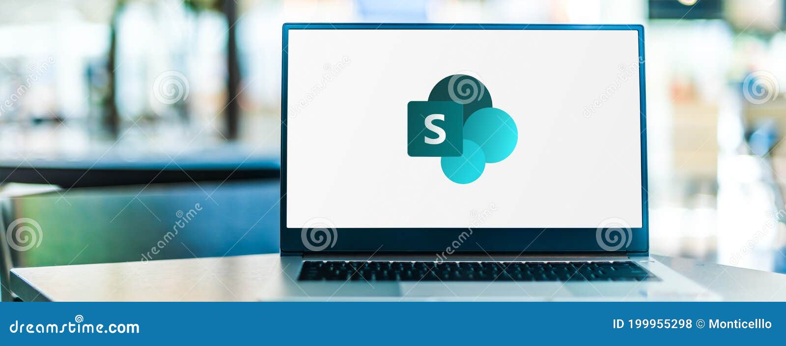 Laptop Computer Displaying Logo of SharePoint Editorial Stock Photo ...
