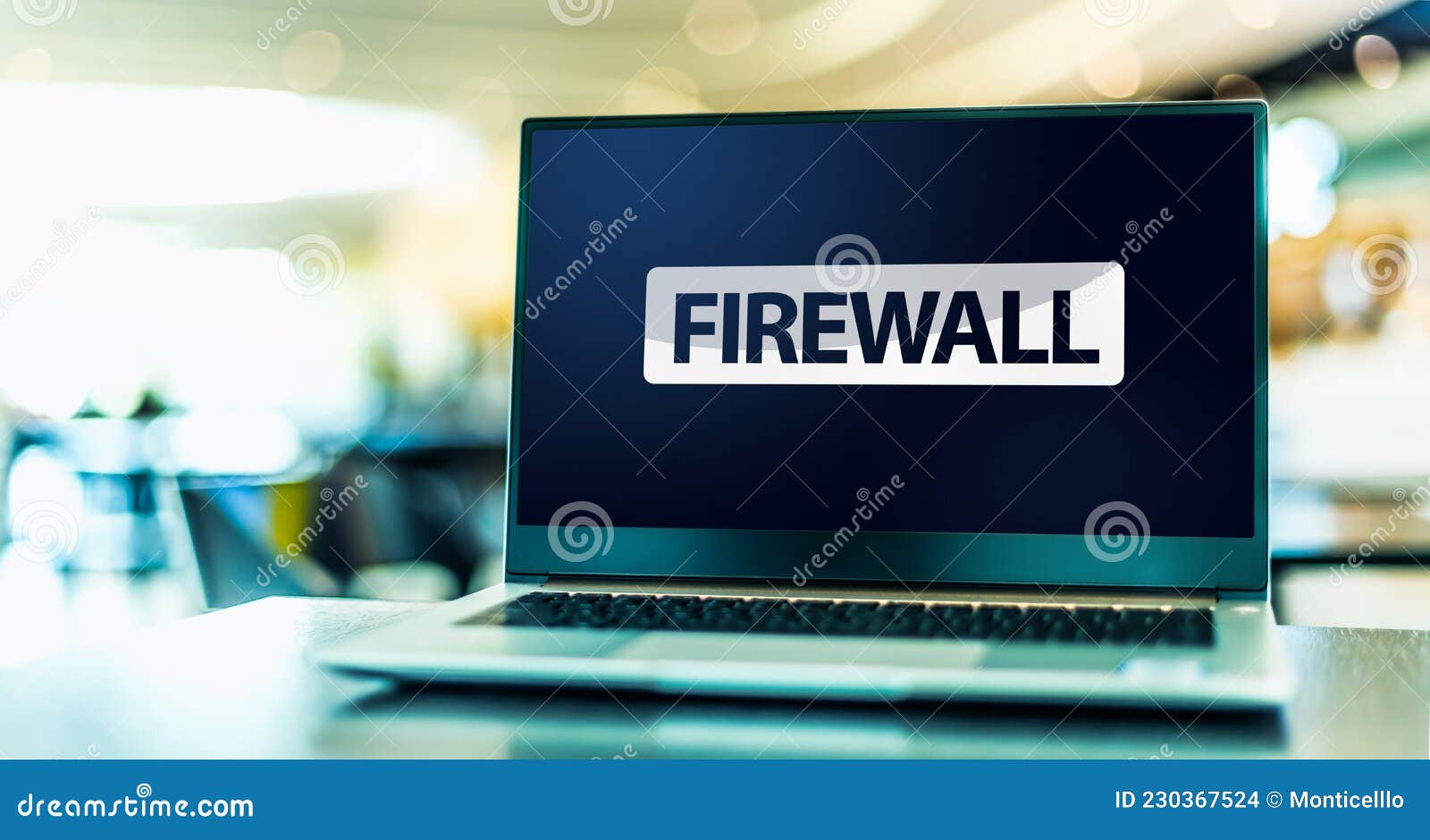 Laptop Computer Displaying a Sign of the Firewall Stock Photo - Image ...