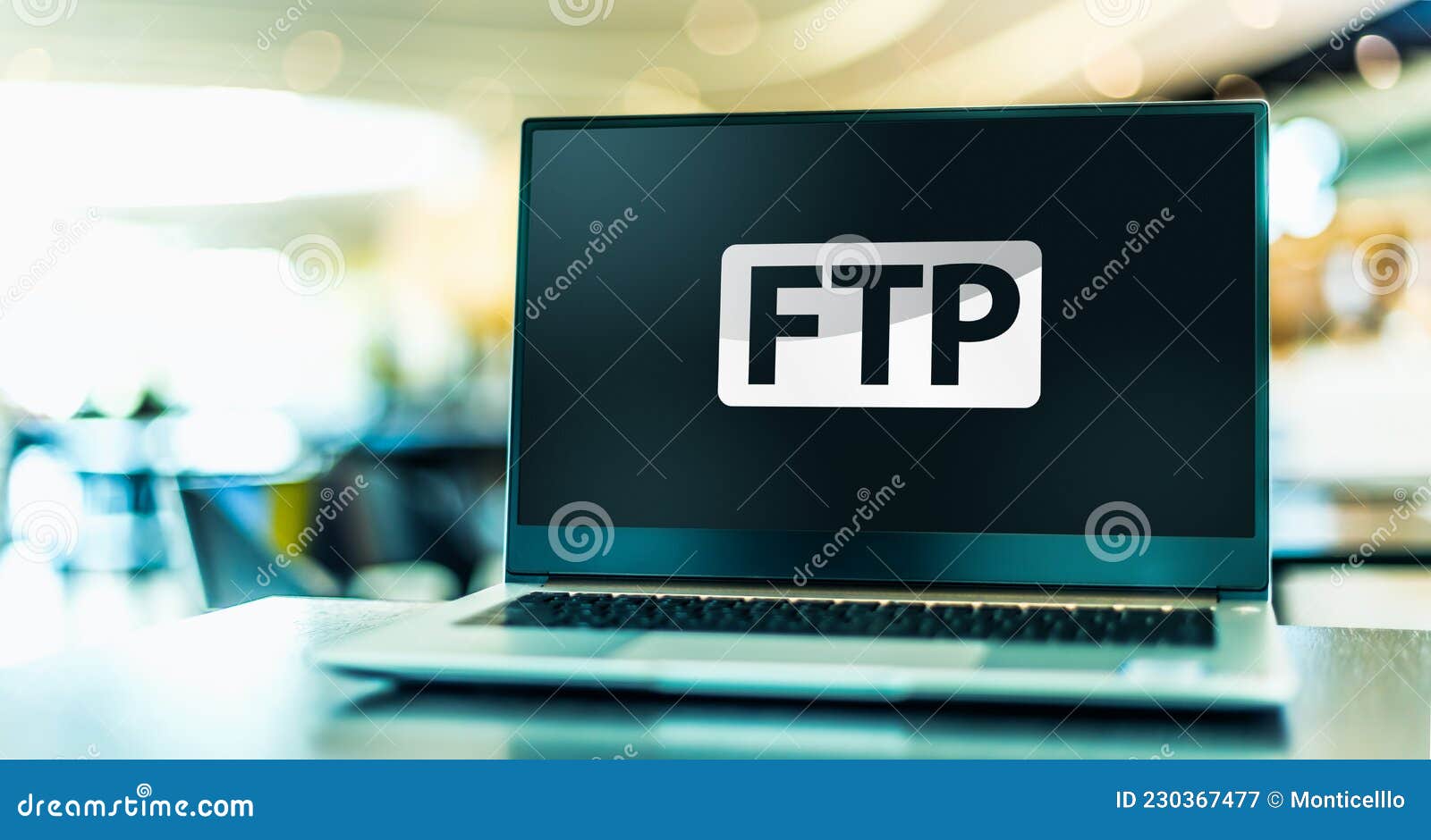 Laptop Computer Displaying a Sign of the Ftp Stock Image - Image of ...