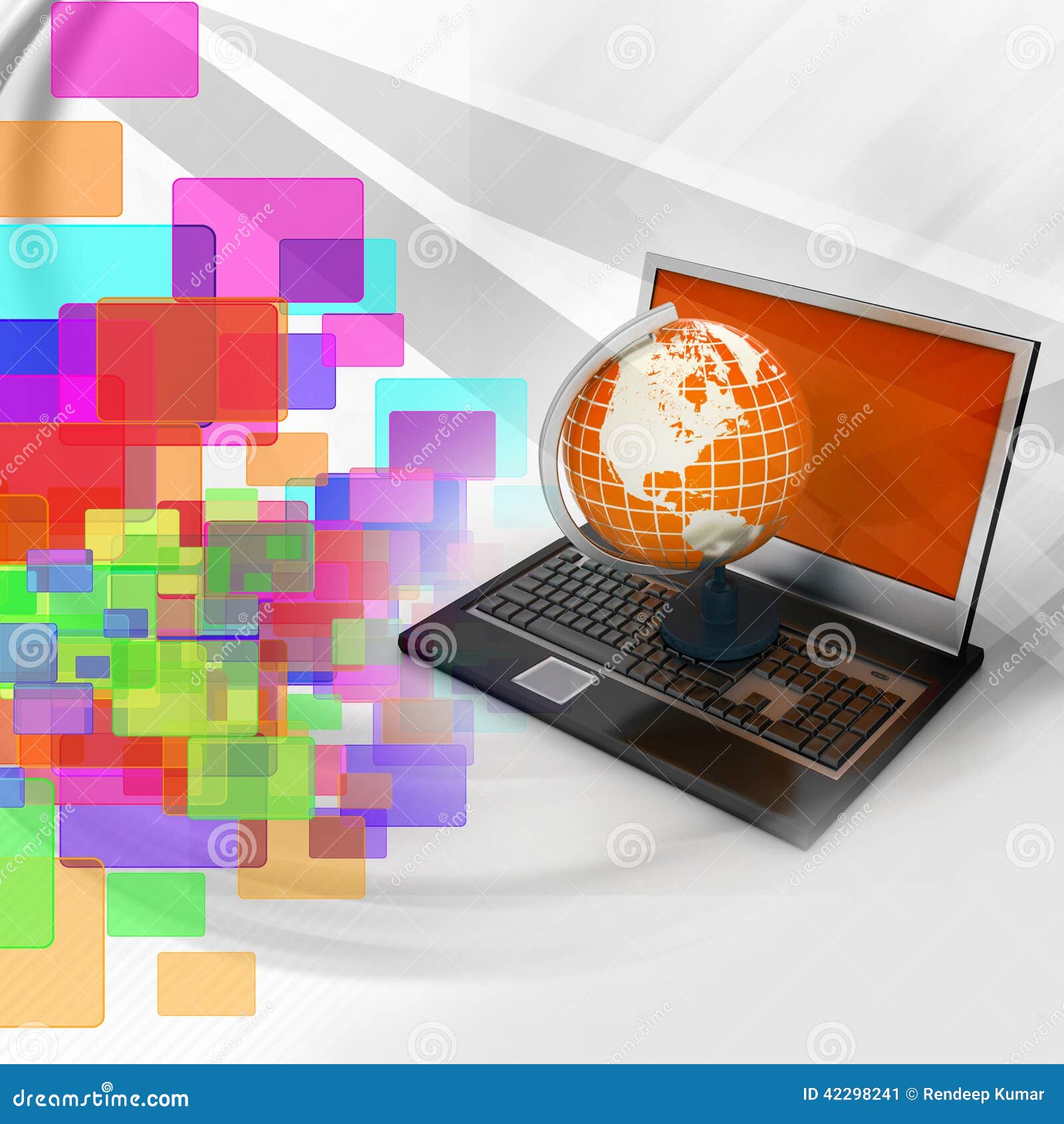 Laptop Computer with Earth Globe Stock Illustration - Illustration of ...