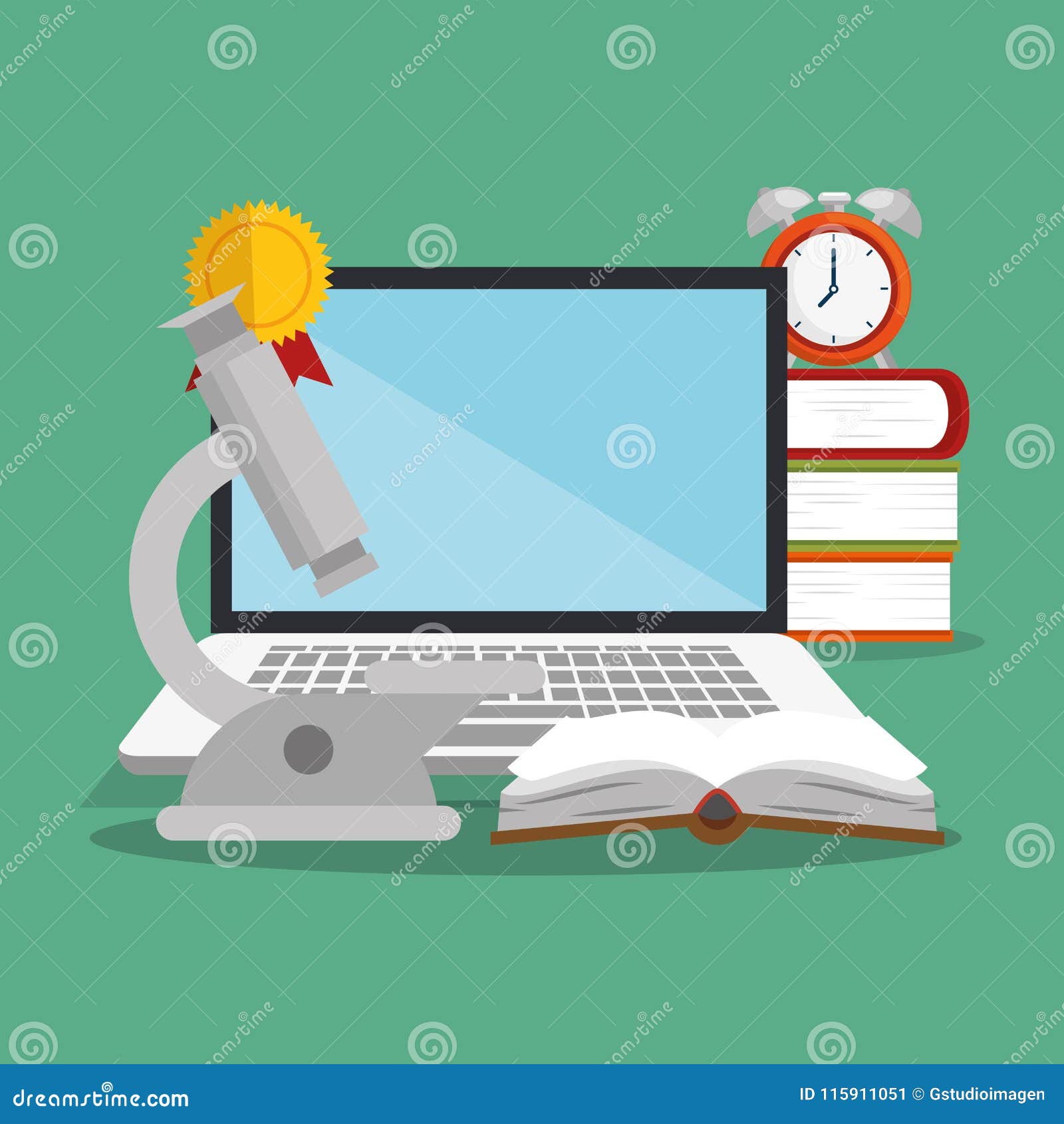 Laptop Computer with Easy Learning Icons Stock Vector - Illustration of ...