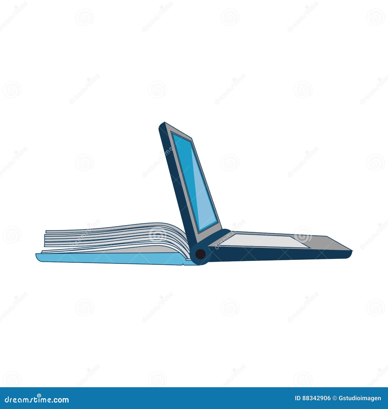 Laptop Computer with Ebook Isolated Icon Stock Vector - Illustration of ...