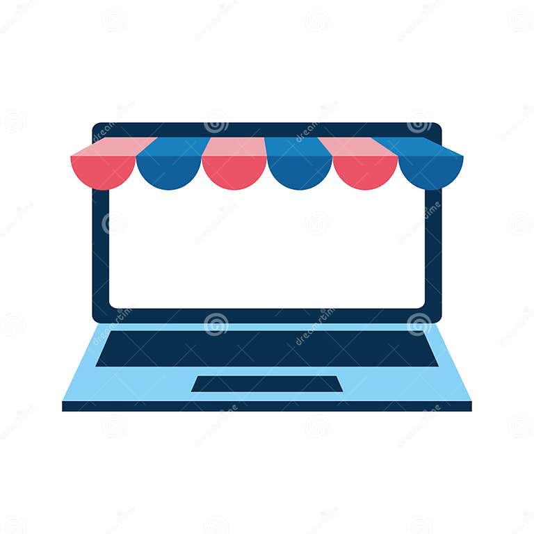 Laptop Computer with Ecommerce Tent Stock Vector - Illustration of ...