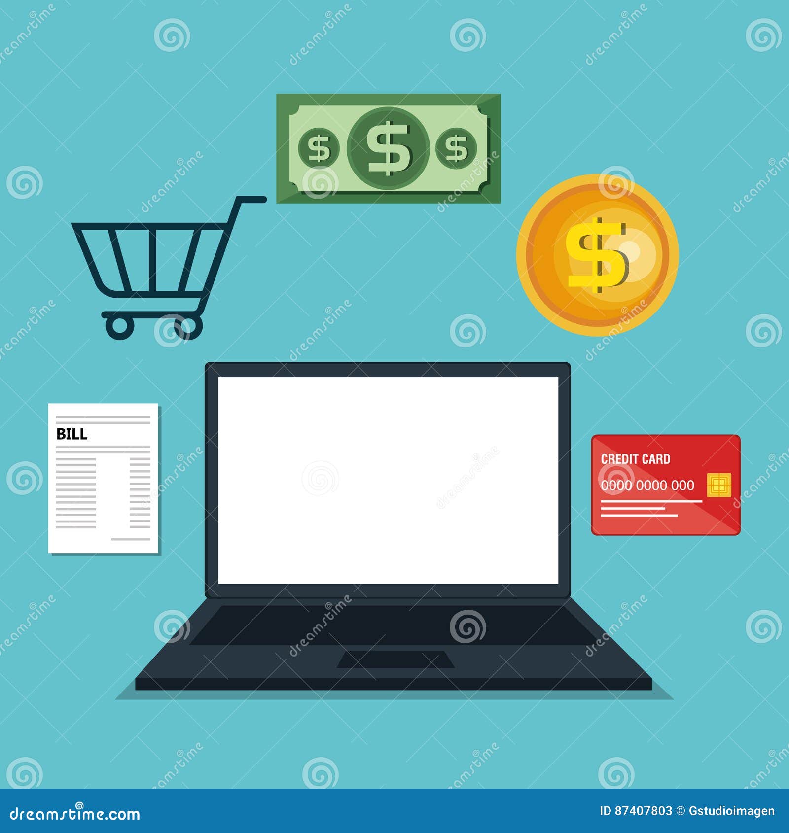 Laptop Computer Electronic Commerce Stock Vector - Illustration of ...