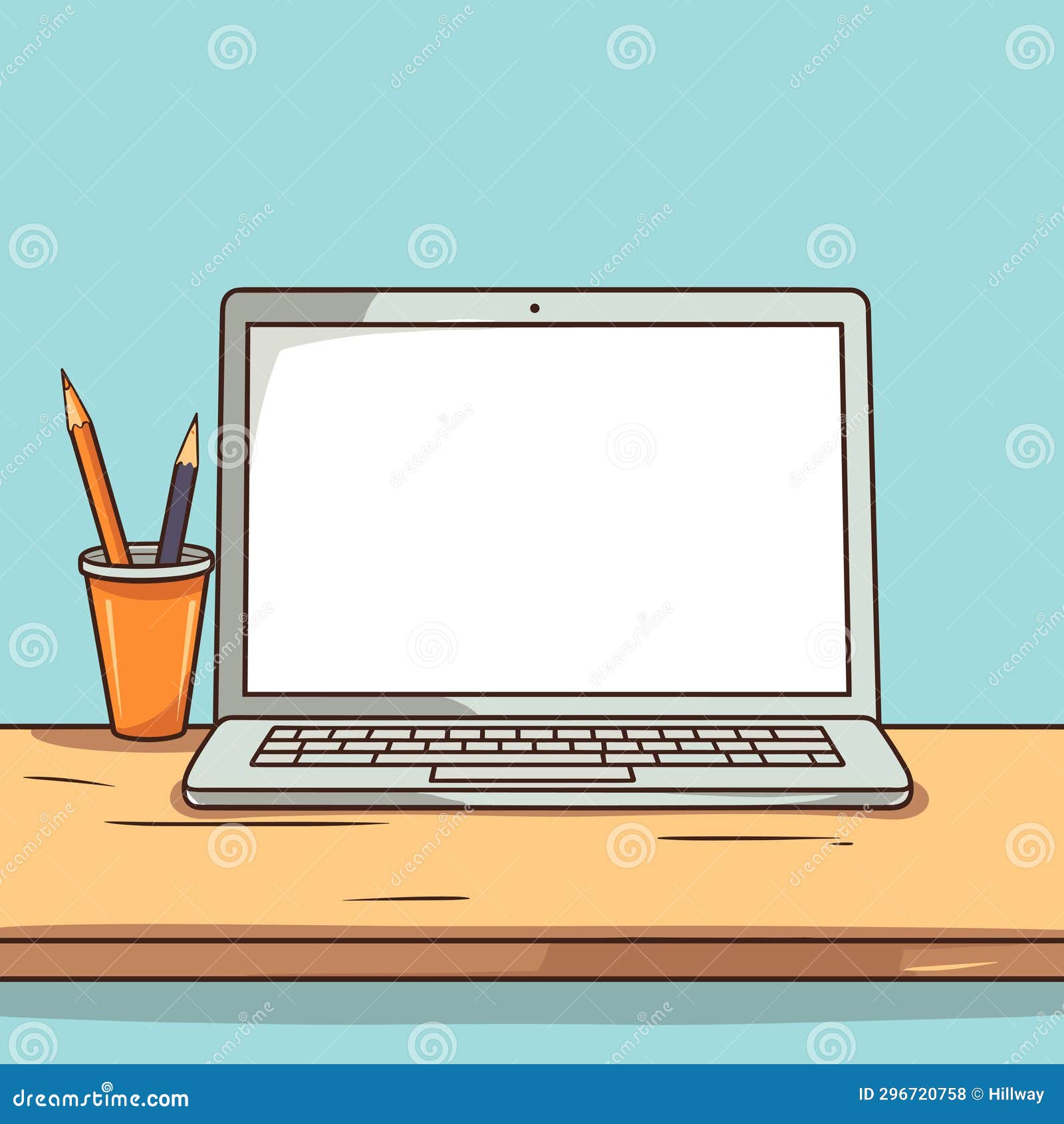 Laptop Computer with Empty Screen Front View, Blank Copy Space on Computer. Vector Illustration ...