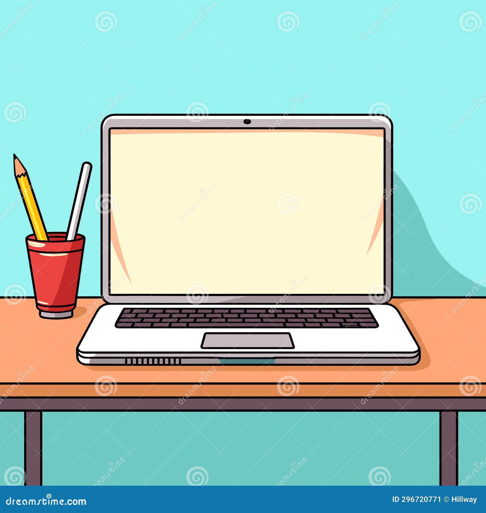 Laptop Computer with Empty Screen Front View, Blank Copy Space on Computer. Vector Illustration ...