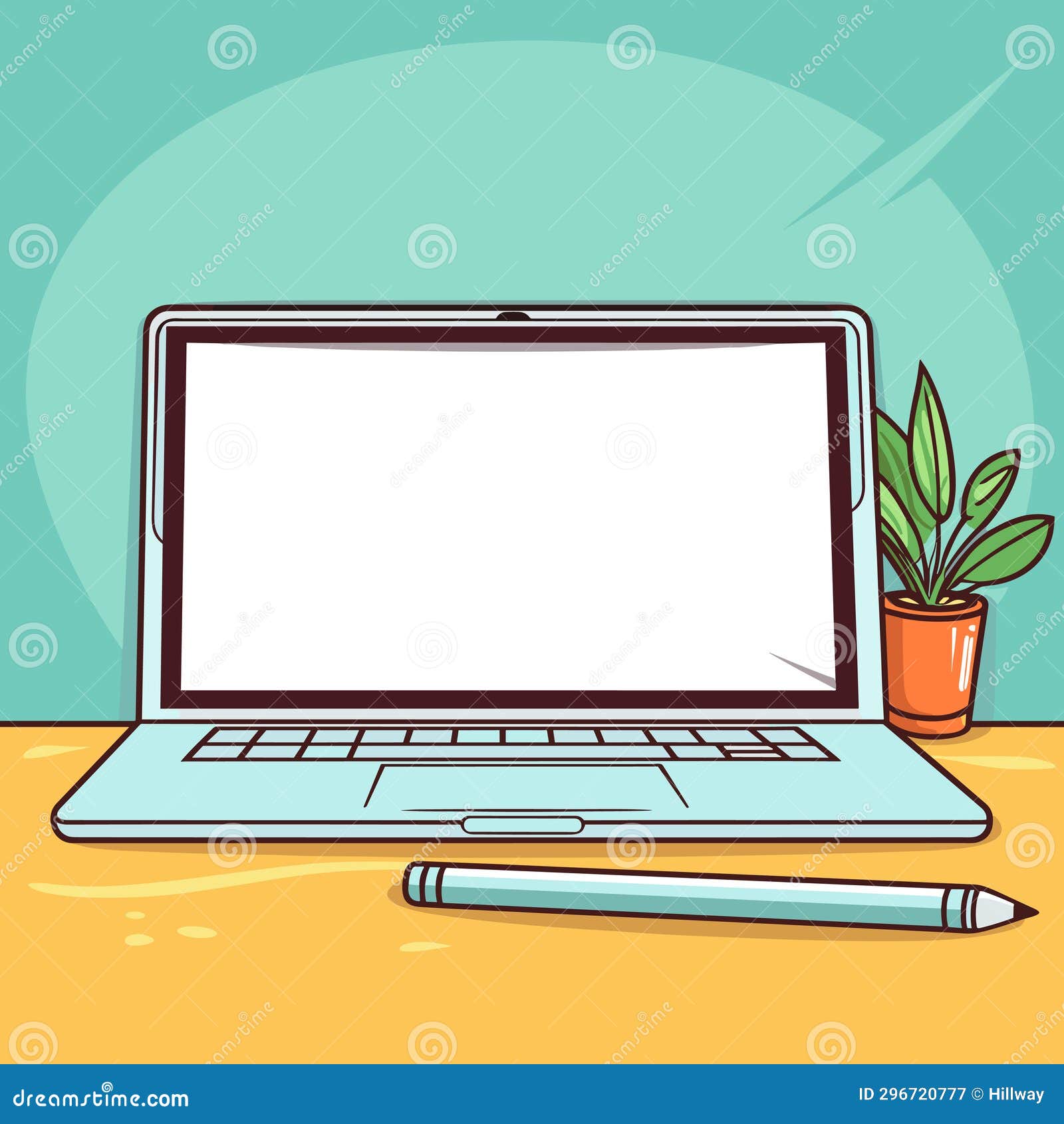 Laptop Computer with Empty Screen Front View, Blank Copy Space on Computer. Vector Illustration ...