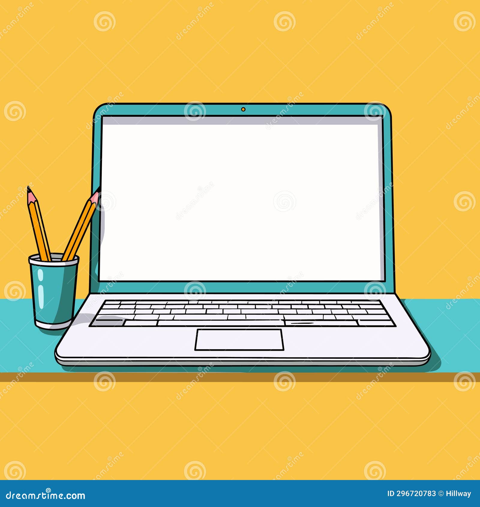 Laptop Computer with Empty Screen Front View, Blank Copy Space on Computer. Vector Illustration ...