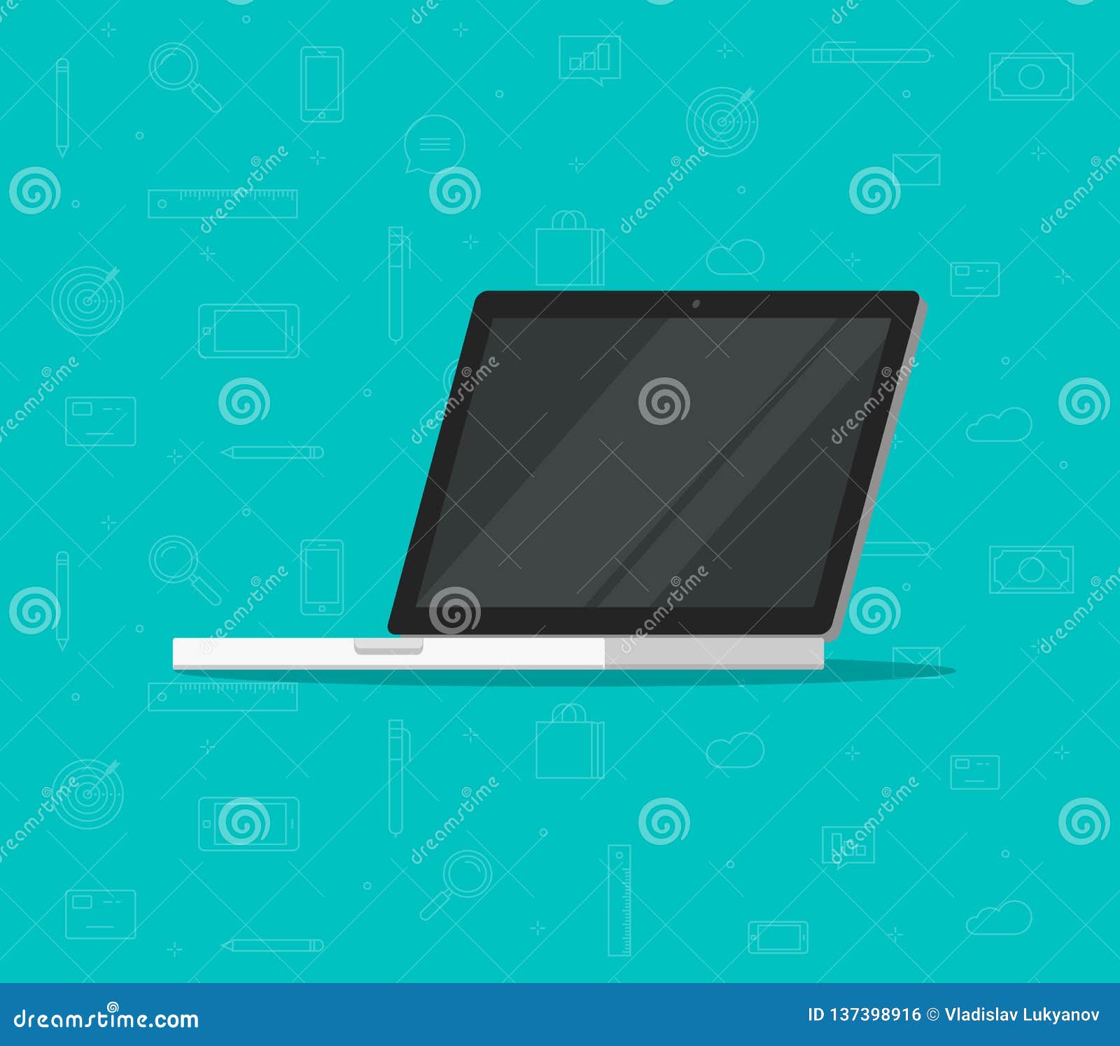 Laptop Computer with Empty Screen Vector Illustration, Flat Cartoon Pc ...