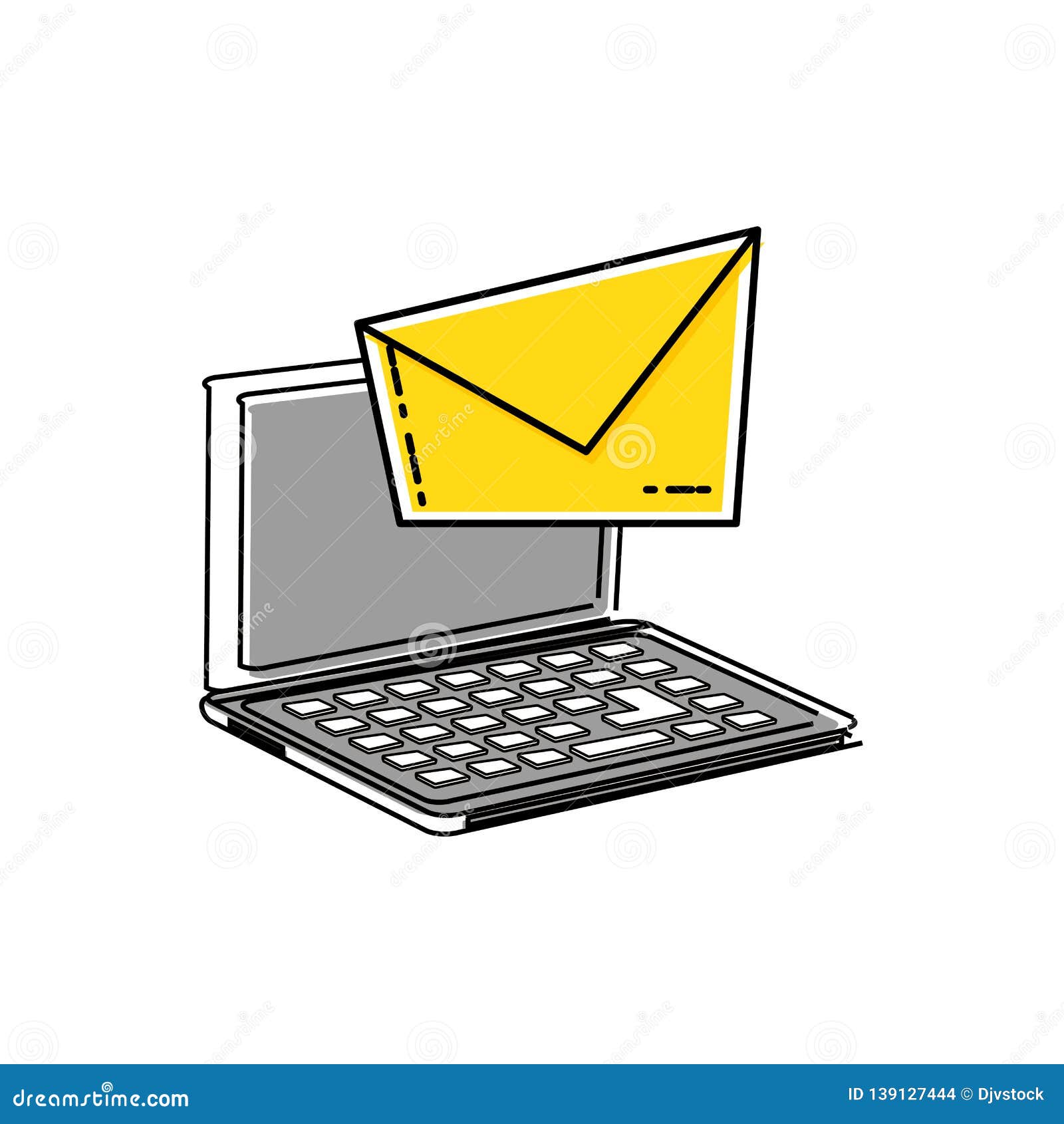 Laptop Computer with Envelope Stock Vector - Illustration of flat ...