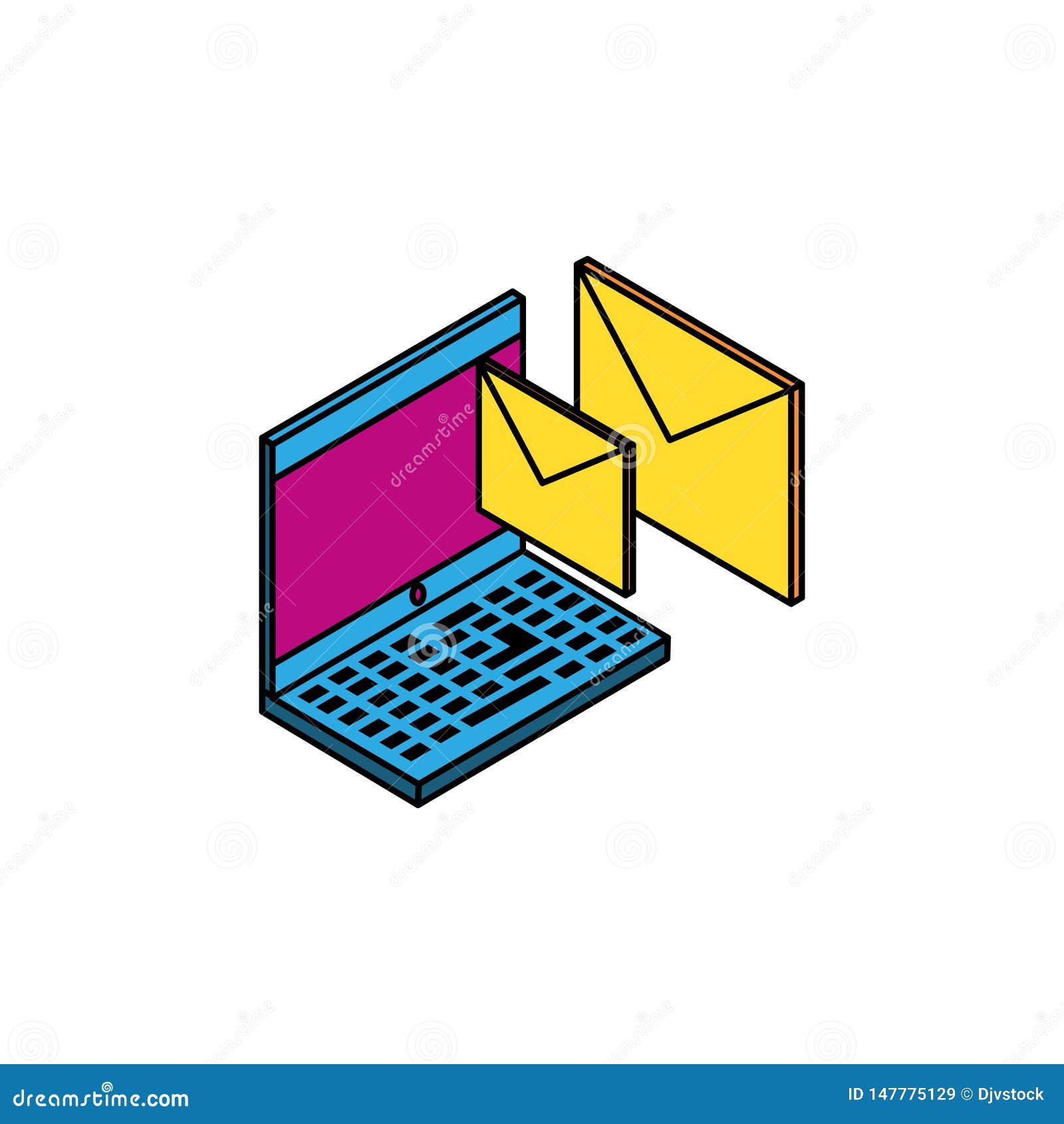 Laptop Computer with Envelope Mail Stock Illustration - Illustration of ...