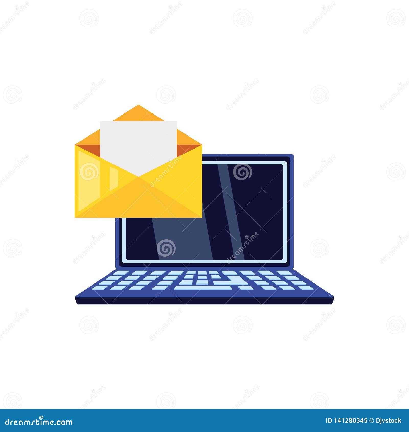 Laptop Computer with Envelope Mail Stock Vector - Illustration of data ...