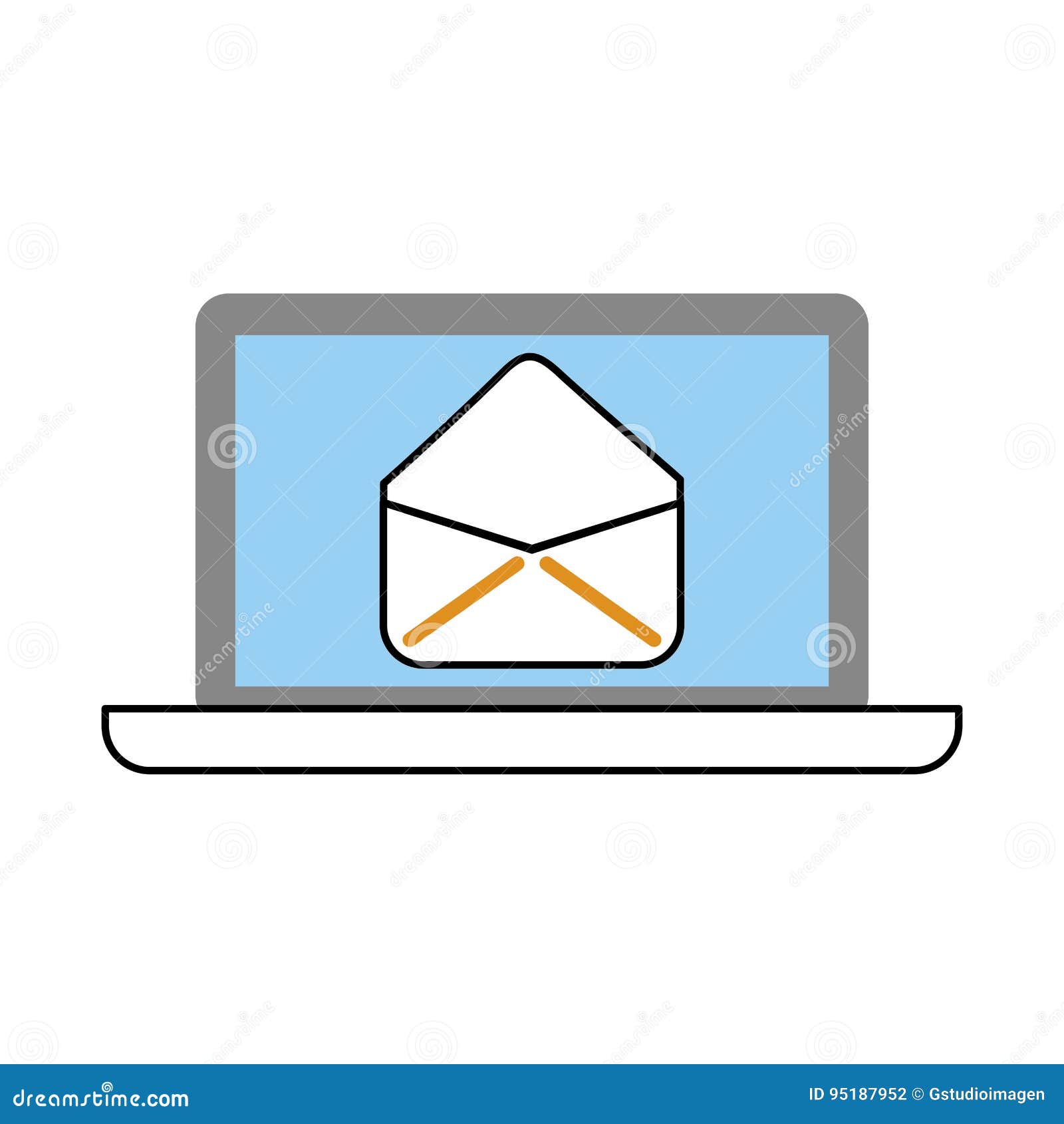 Laptop Computer with Envelope Mail Stock Vector - Illustration of ...